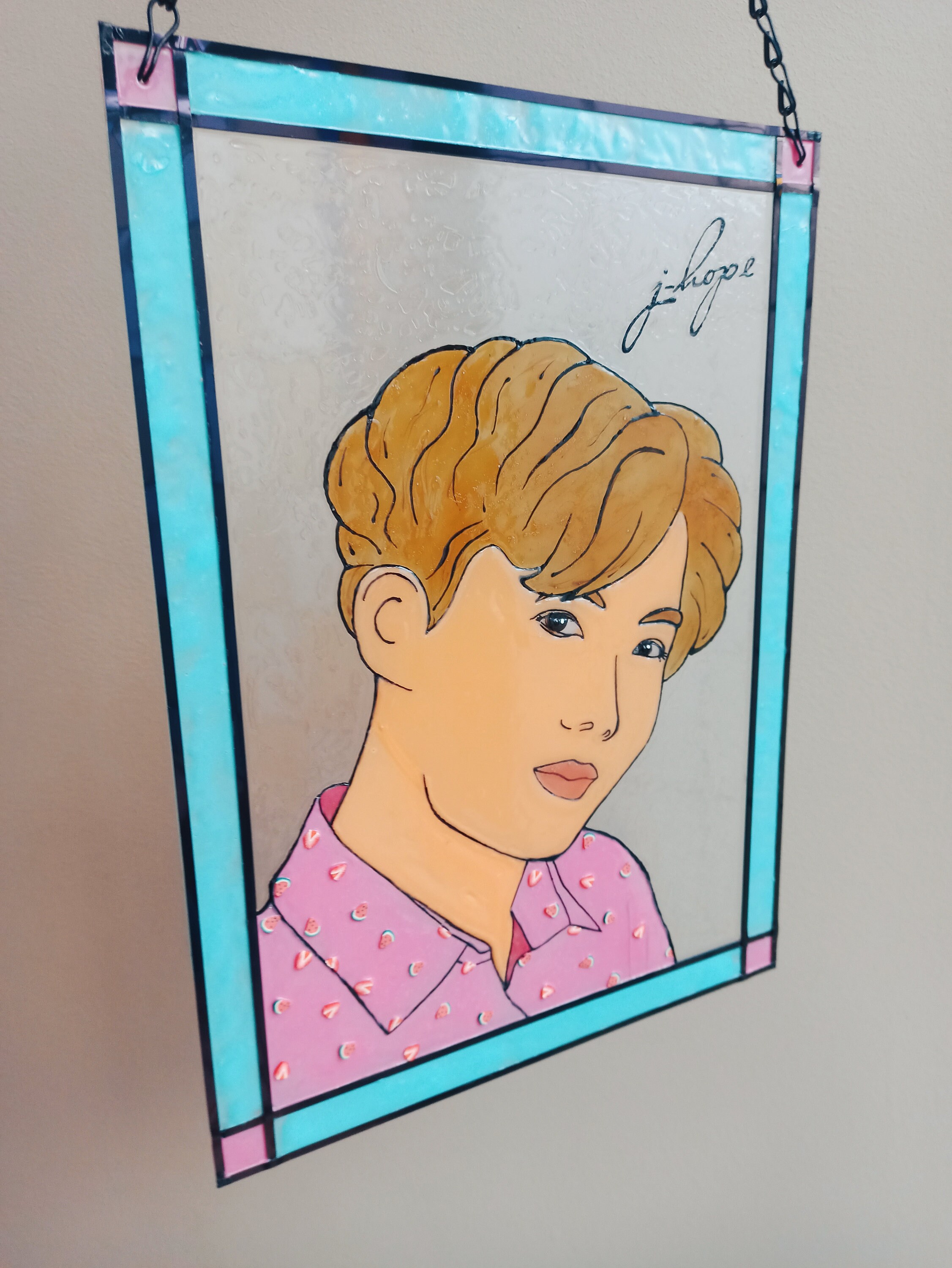 BTS Jhope Suncatcher, Bts Stain Glass, Bts House Decor, J-hope Portrait ...