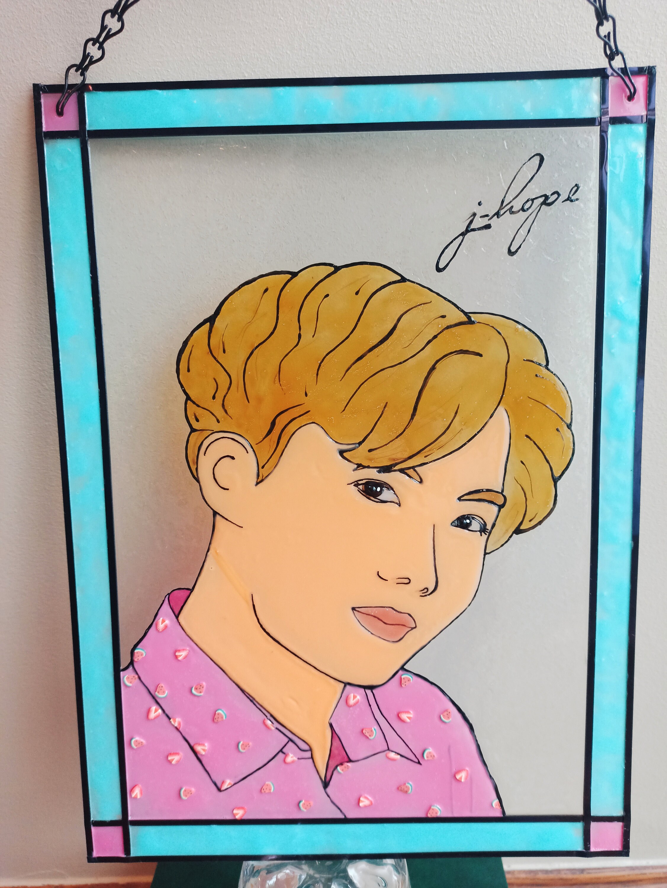 BTS Jhope Suncatcher, Bts Stain Glass, Bts House Decor, J-hope Portrait ...