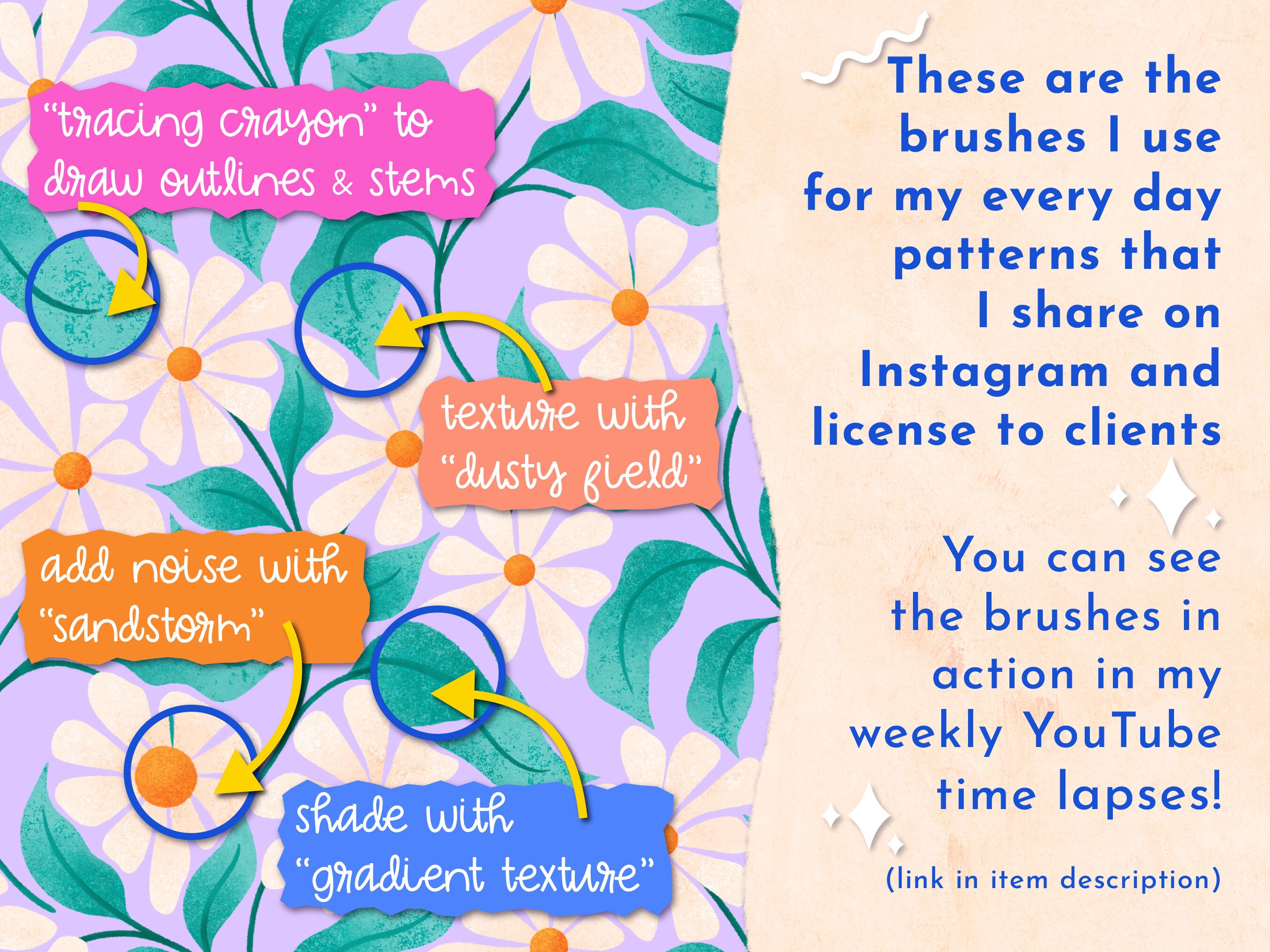 The Pattern Maker Canvas for Procreate Texture Brushes and - Etsy