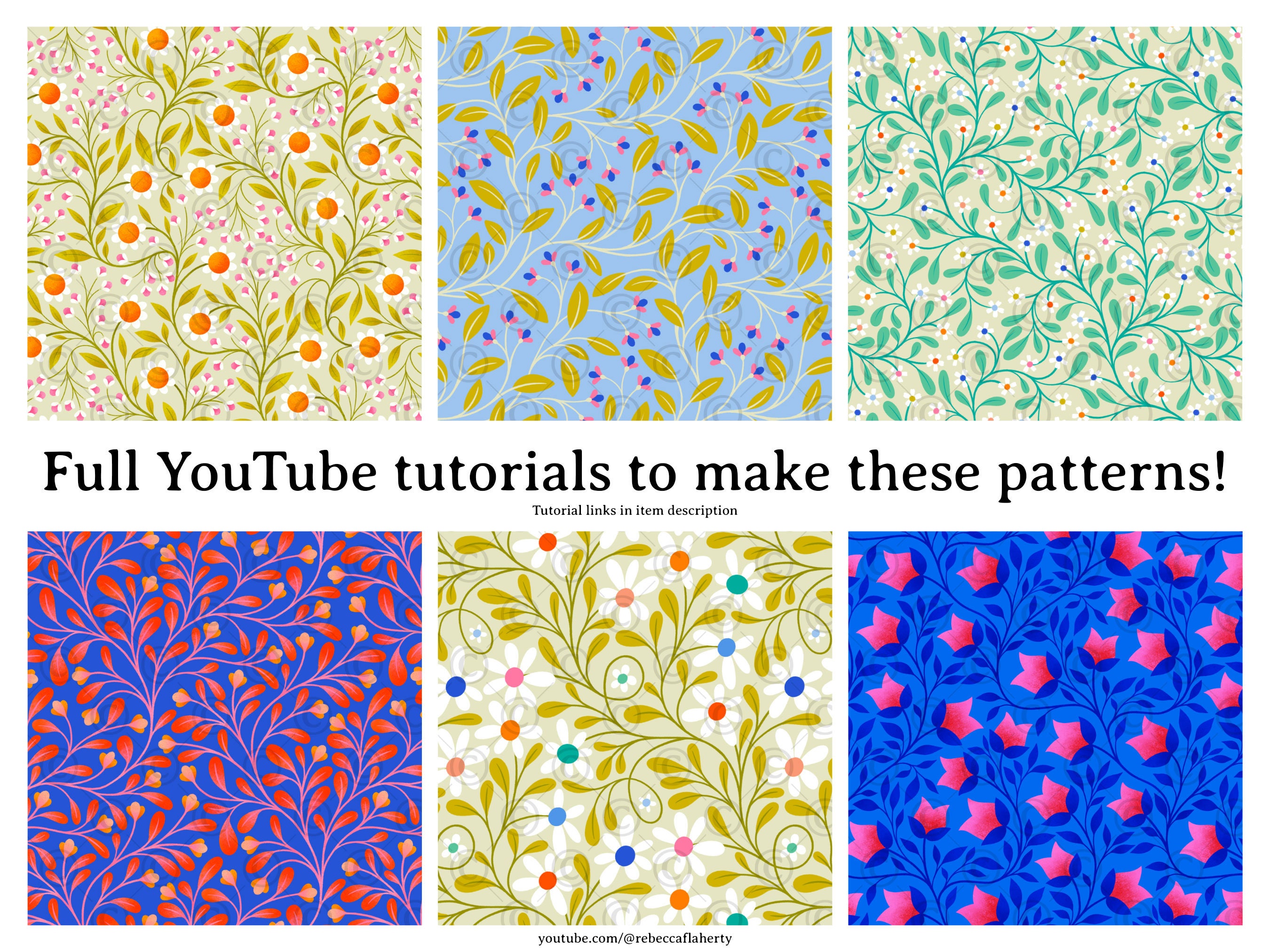 The Pattern Maker Canvas Trailing Floral Templates, Diamond Method ...