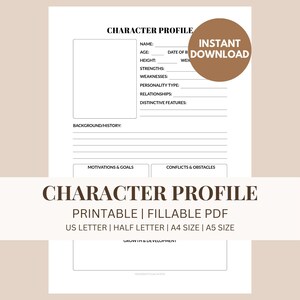 Character Profile Template Character Creation Tool Writing Character ...