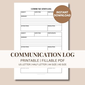 Communication Log Communication History Communication Logbook ...