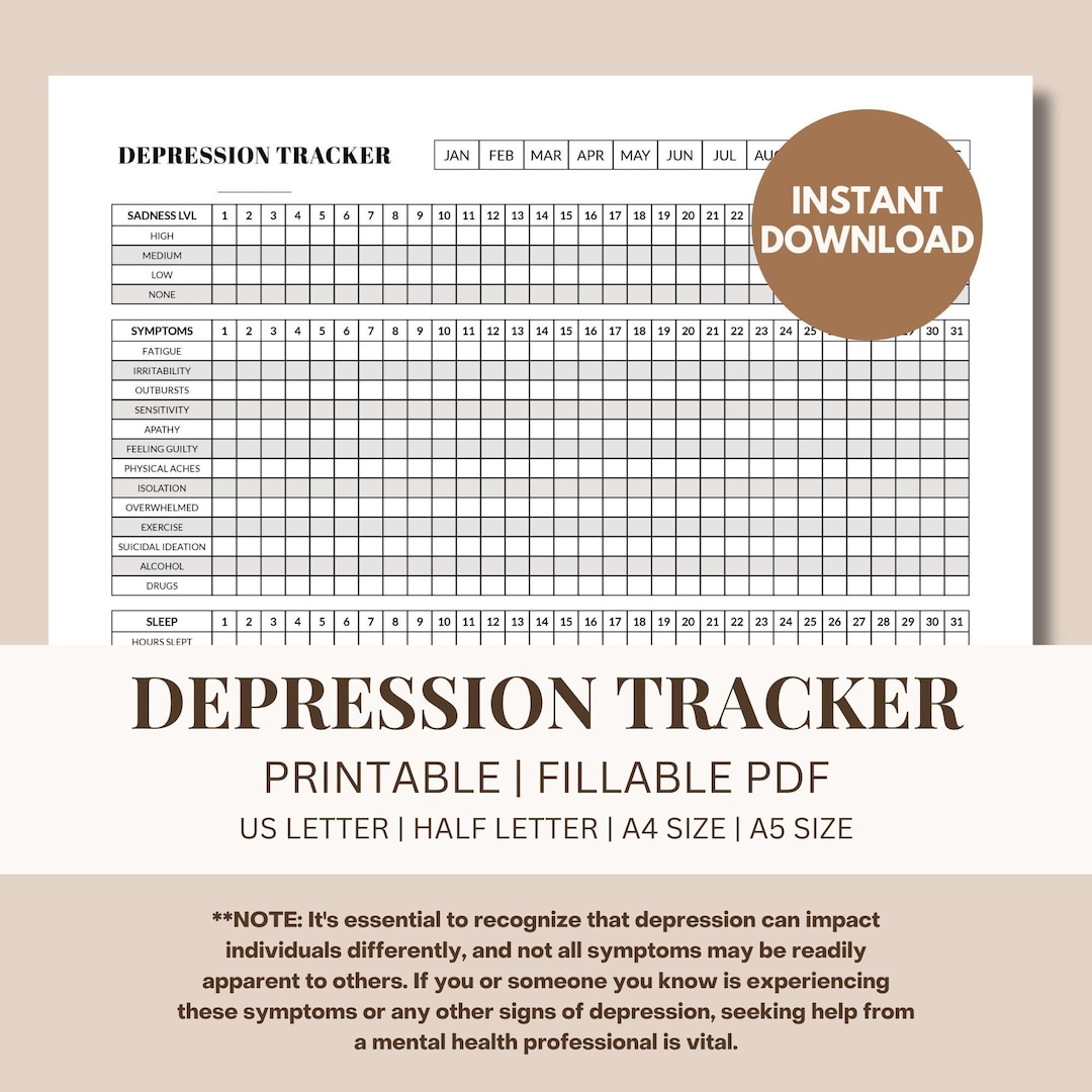 Depression Tracker Mood Tracker Printable Depression - Etsy