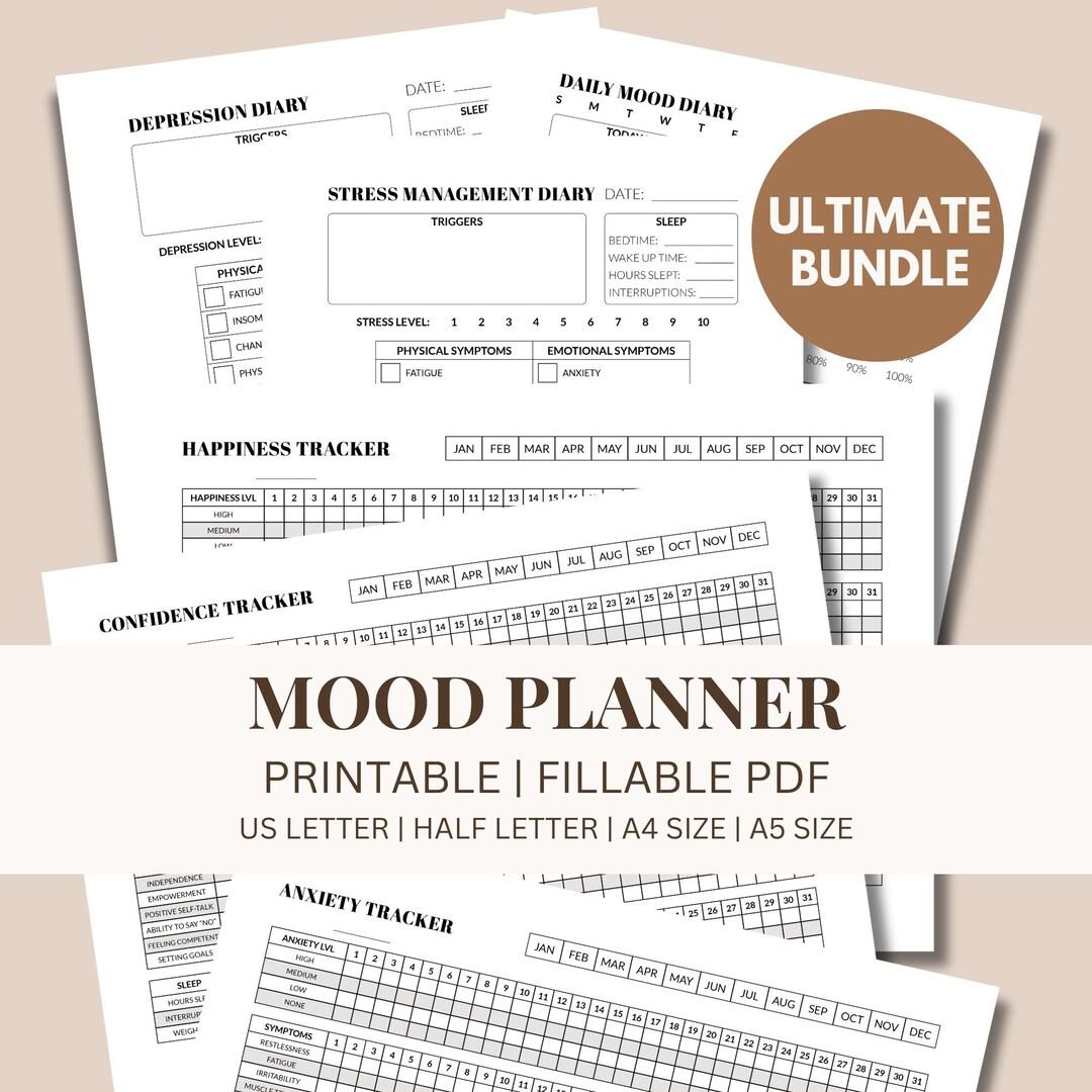 Mood Planner Bundle Daily Mood Tracker Printable Mood - Etsy
