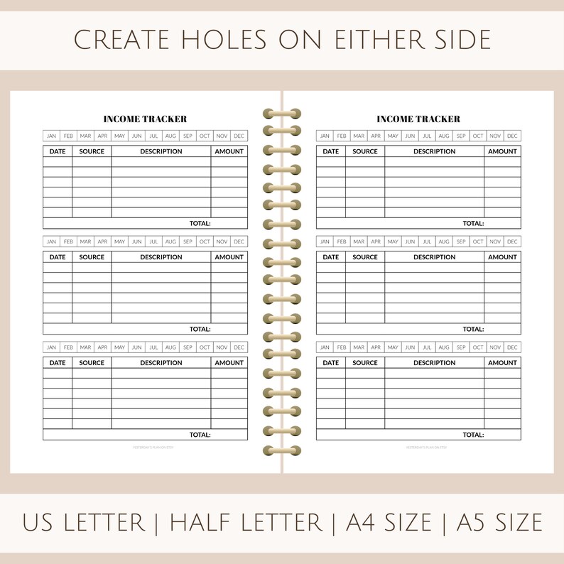Income Tracker Template | Earnings Tracker | Revenue Tracker| Income ...