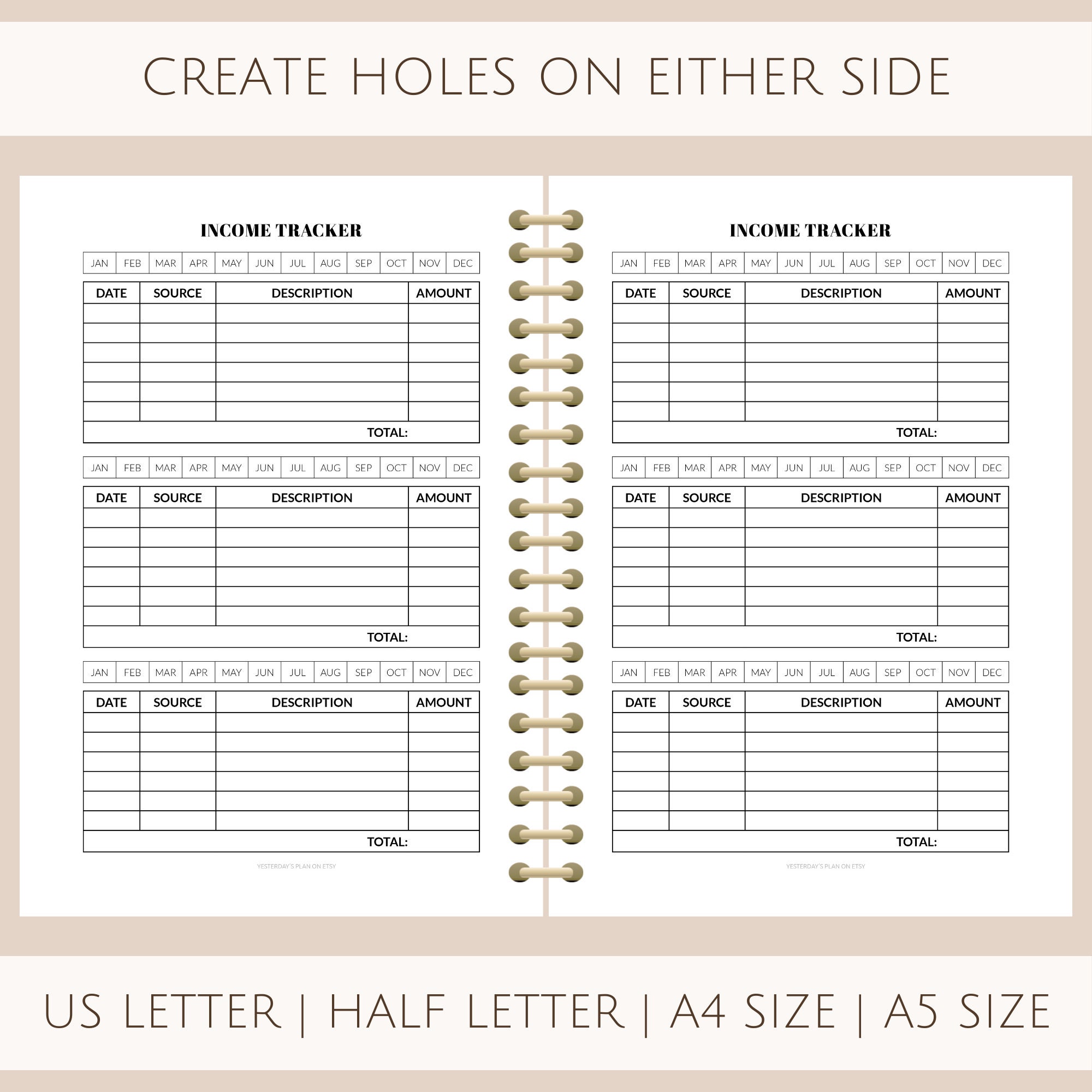 Income Tracker Template Earnings Tracker Revenue Tracker Income Log ...