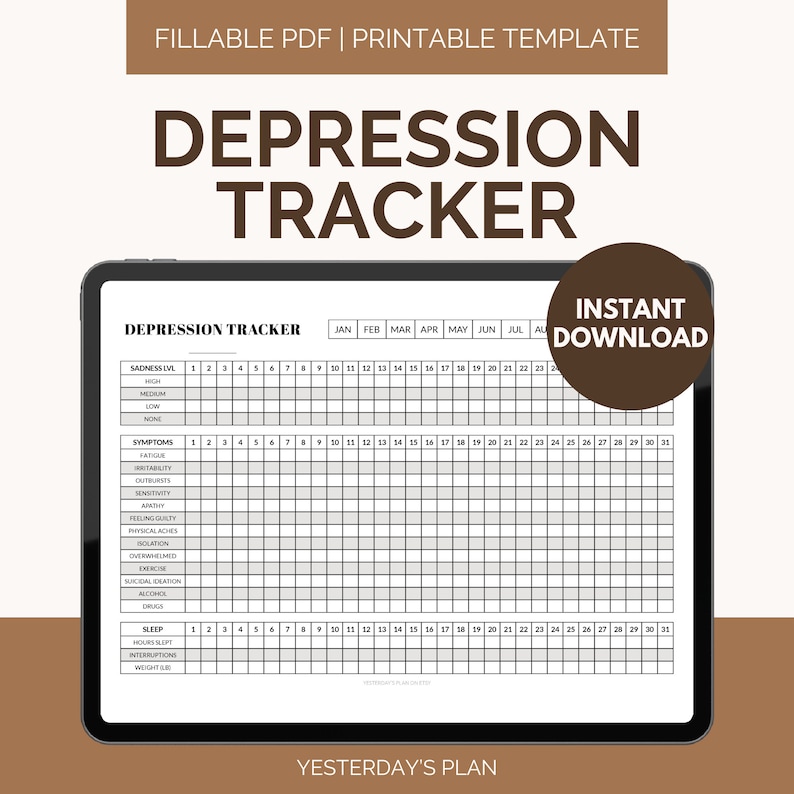 Depression Tracker | Mood Tracker | Printable Depression Template ...