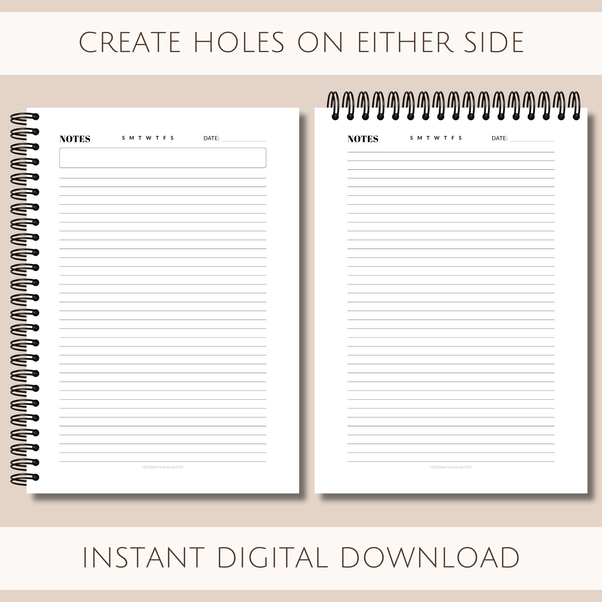 Lined Notes Page Printable Note-taking Template Notes Template Notes ...