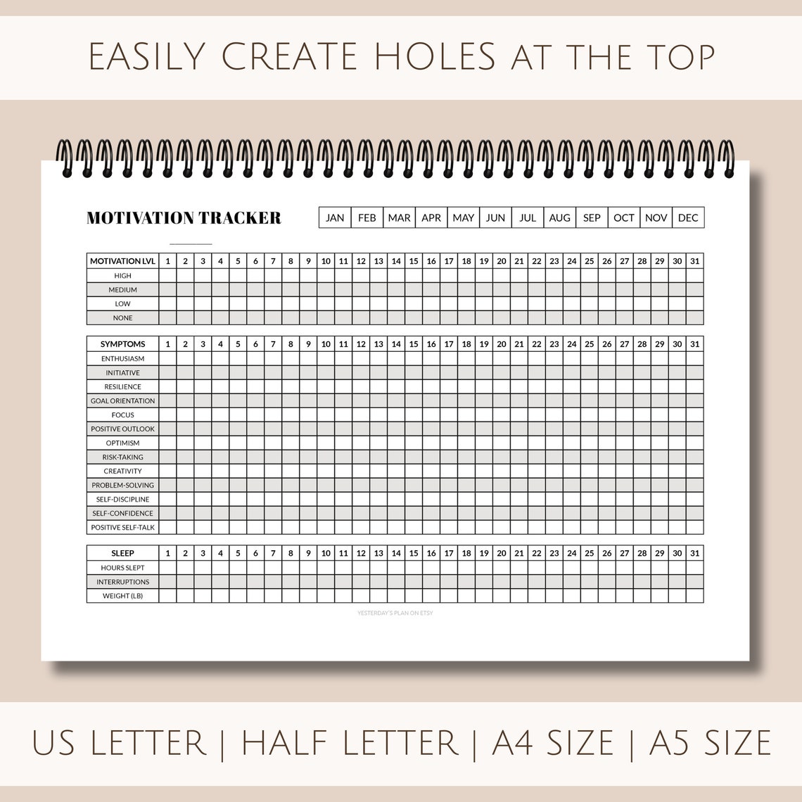Motivation Tracker | Printable Motivation Template | Daily Motivation ...