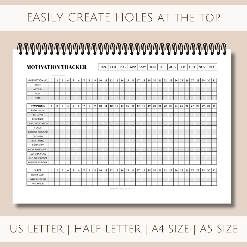 Motivation Tracker | Printable Motivation Template | Daily Motivation ...