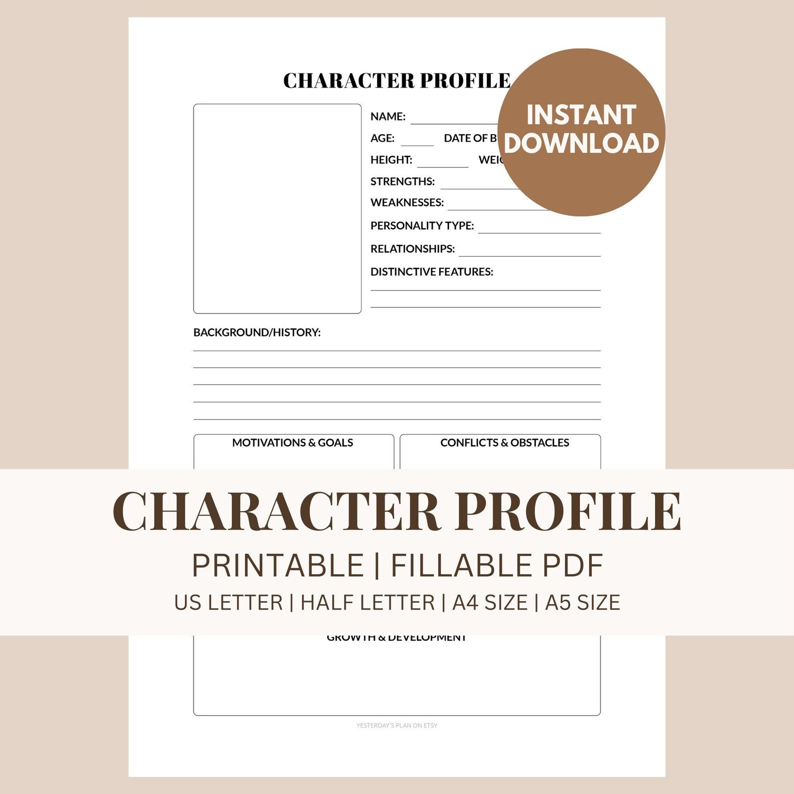 Character Profile Template Character Creation Tool Writing Character ...