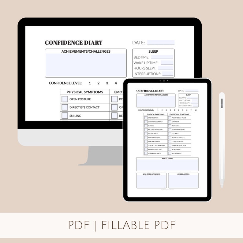 Confidence Tracker Diary Mood Tracker Printable Confidence Template ...