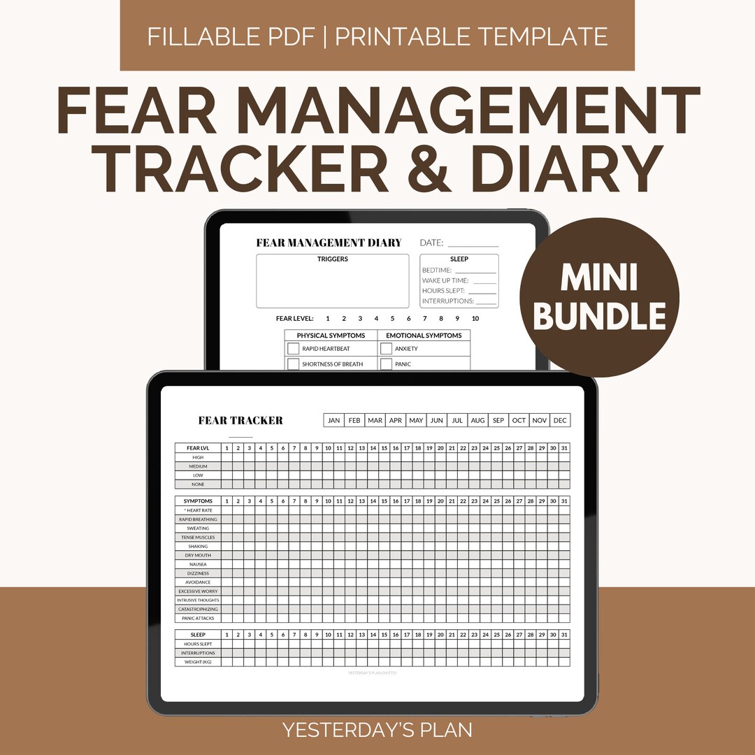 Fear Tracker Diary | Mood Tracker | Printable Fear Template | Daily ...