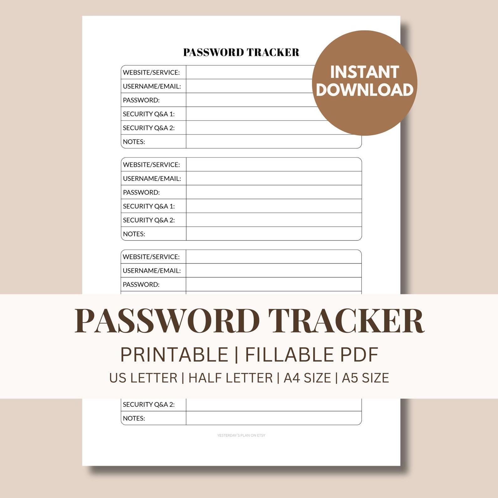 Password Tracker Password Logbook Password Organizer - Etsy