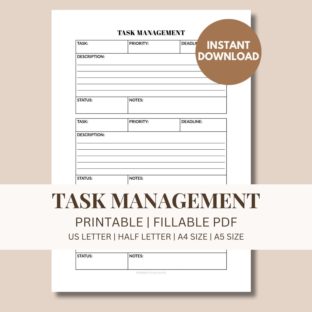Task Management Planner Task Organizer Project Task - Etsy