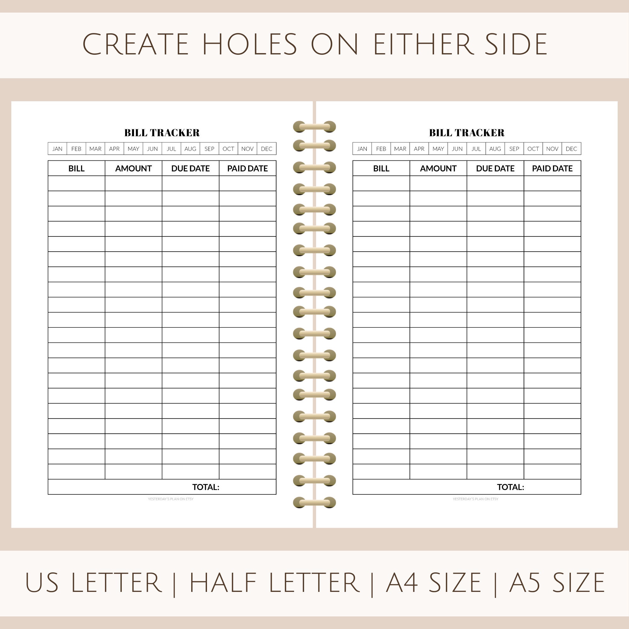 Bill Tracker Template | Bill Management | Bill Organizer | Payment ...