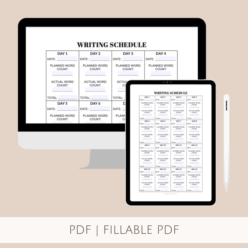 Writing Schedule Template | Writing Routine Planner | Daily Writing ...