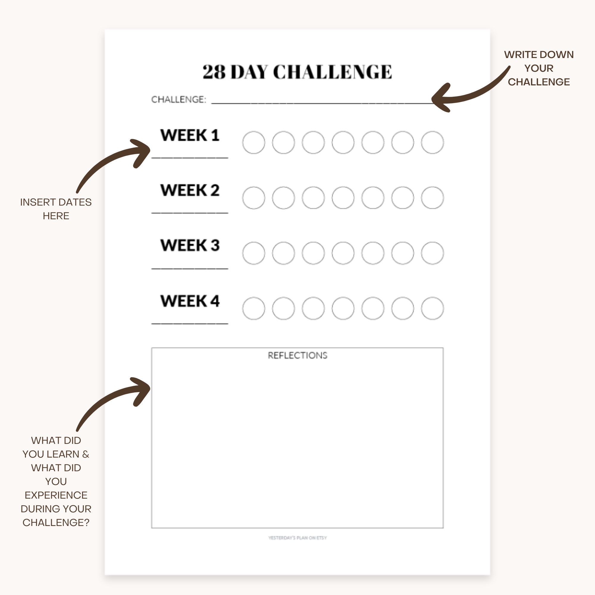 28-day Challenge Tracker | 28 Day Progress Tracker | 4-week Challenge ...