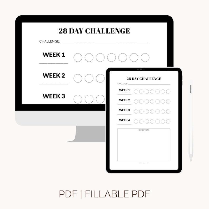 28-day Challenge Tracker | 28 Day Progress Tracker | 4-week Challenge ...