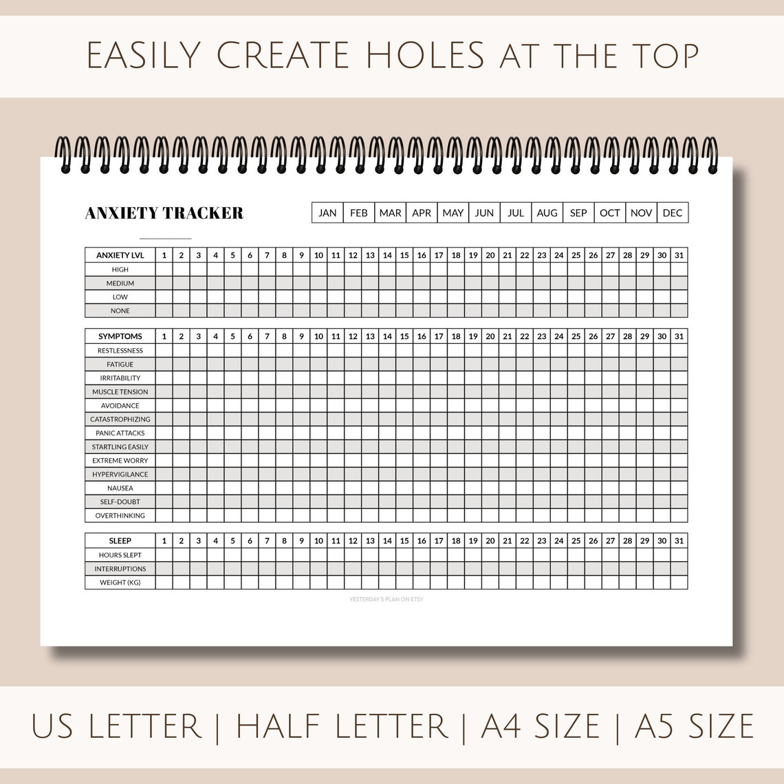 Anxiety Tracker | Mood Tracker | Printable Anxiety Template | Mental ...