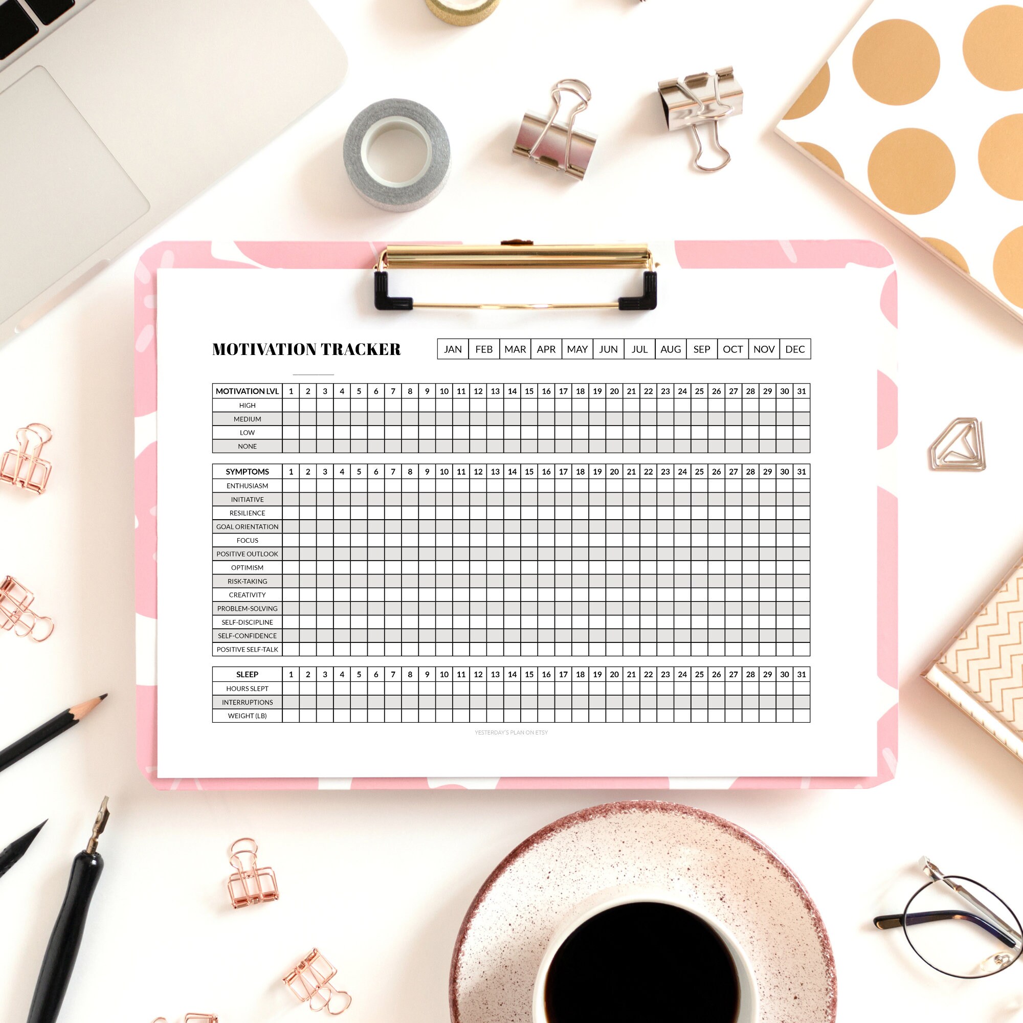 Motivation Tracker | Printable Motivation Template | Daily Motivation ...