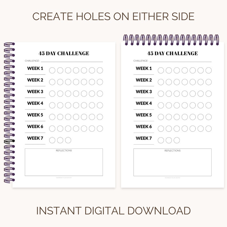 45-day Challenge Tracker | Goal & Habit Progress (digital Download) - Etsy