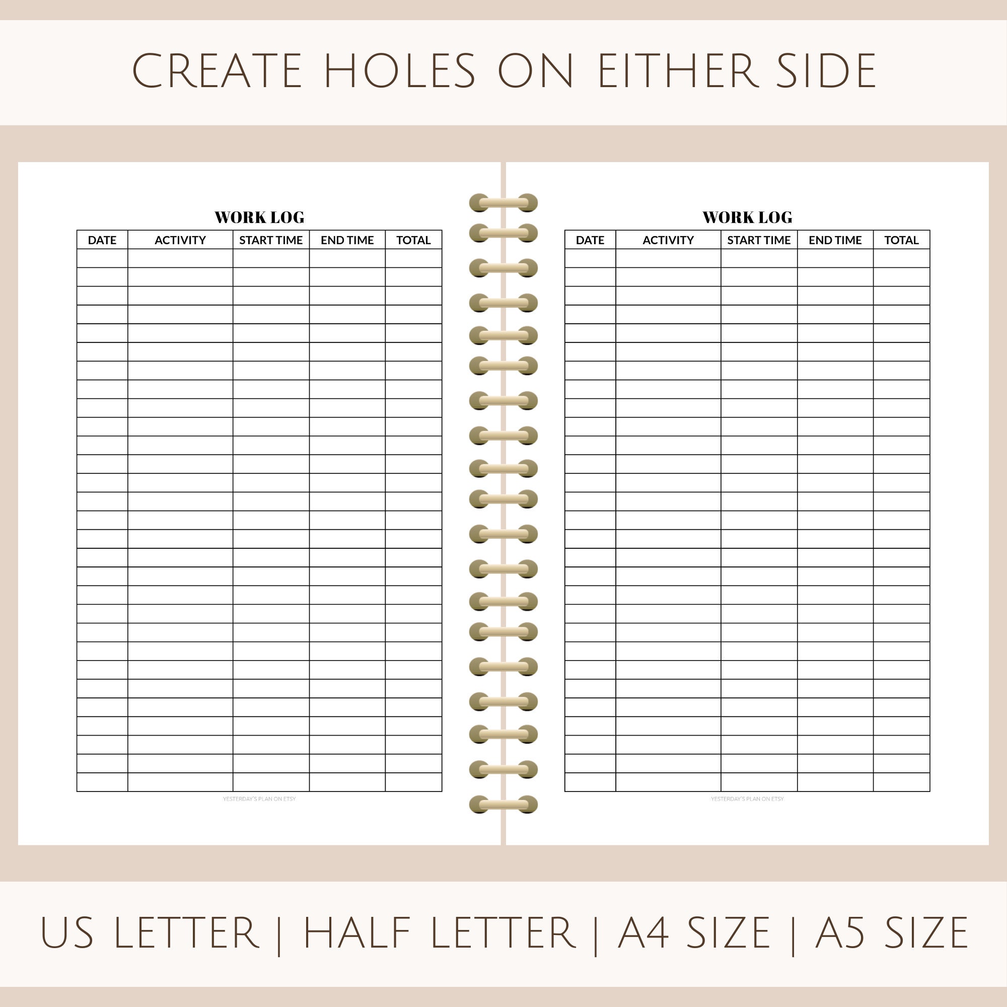 Work Log Tracker | Work History | Work Logbook | Work Record | Work ...