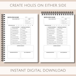 Motivation Tracker Diary | Mood Tracker | Printable Motivation Template ...
