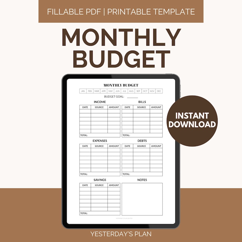 Monthly Budget Template | Budget Planner Template | Expense Tracker ...