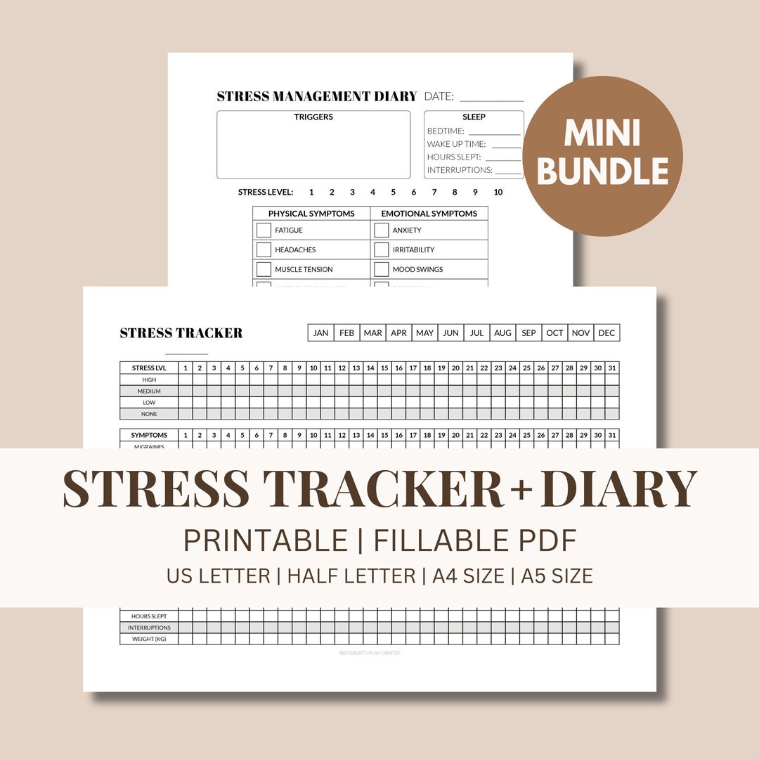 Stress Tracker Diary Mood Tracker Printable Stress - Etsy