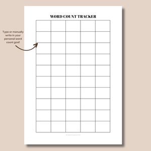 Word Count Tracker Template | Writing Progress Tracker| Writing Tool ...