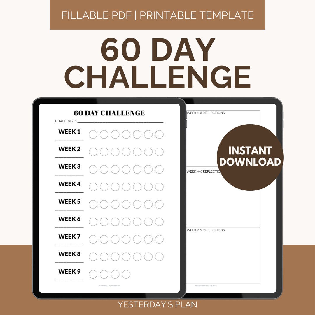 60-day Challenge Tracker | Printable Habit Tracker (digital Download ...