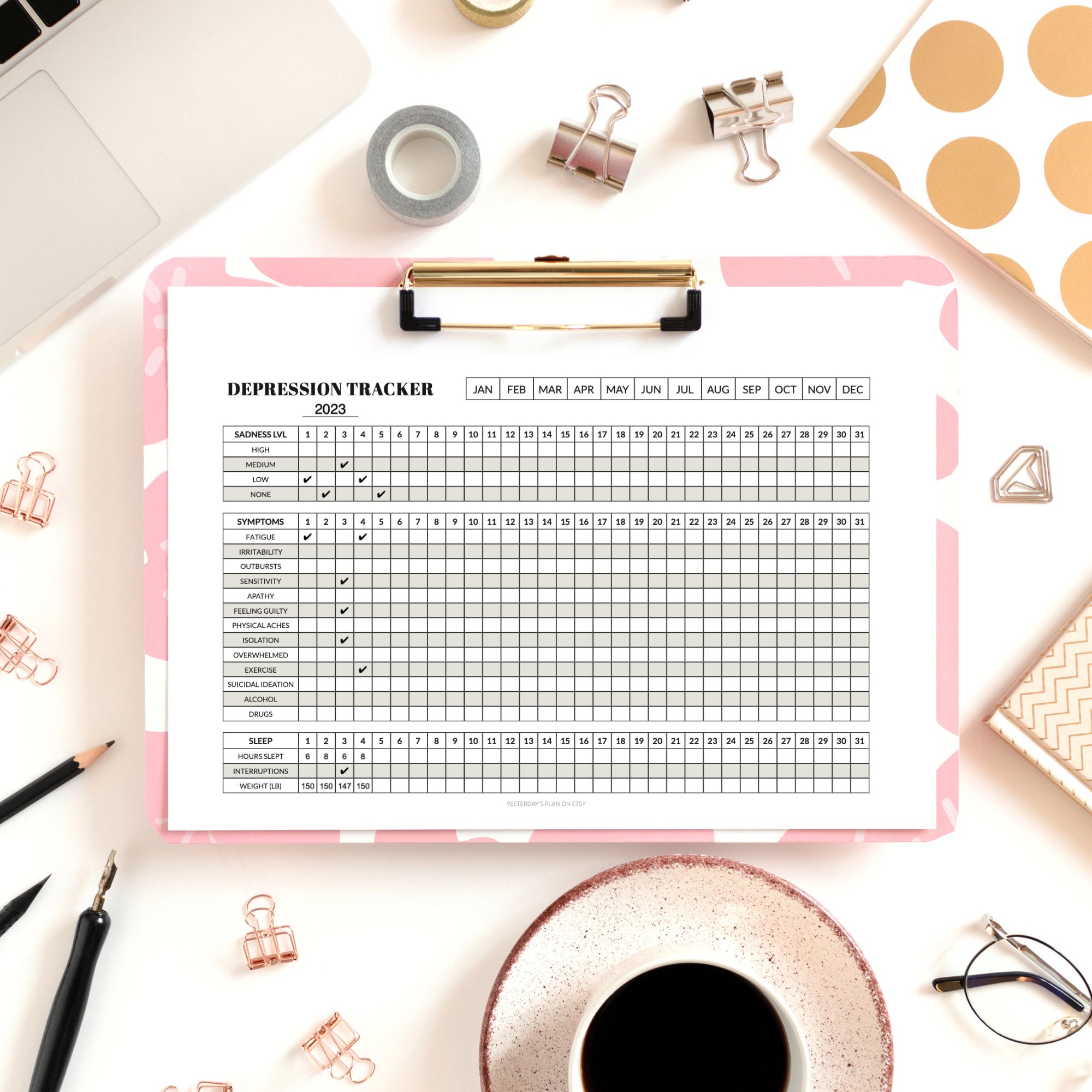 Depression Tracker | Mood Tracker | Printable Depression Template ...