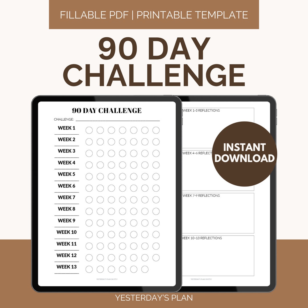 90 Day Challenge Tracker | 90 Day Progress Tracker | 90 Day Goal ...