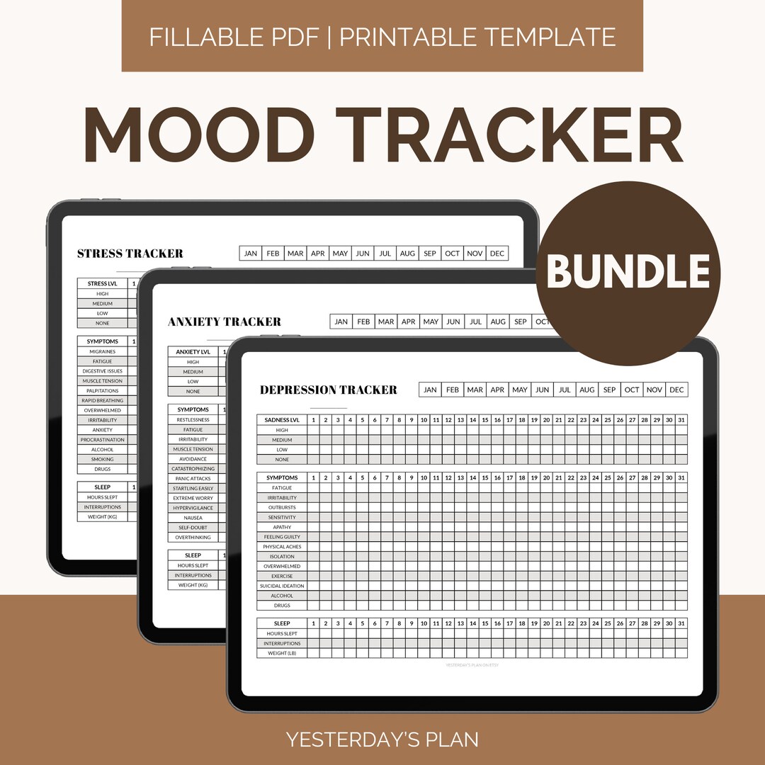 Mood Tracker Planner | Mood Journal | Digital Mood Tracker Template ...