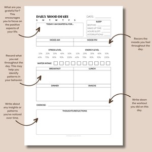 Mood Tracker Diary | Mood Tracker | Printable Mood Template | Daily ...