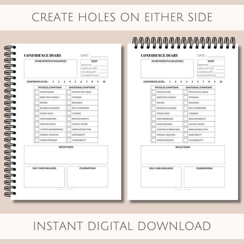 Confidence Tracker Diary Mood Tracker Printable Confidence Template ...