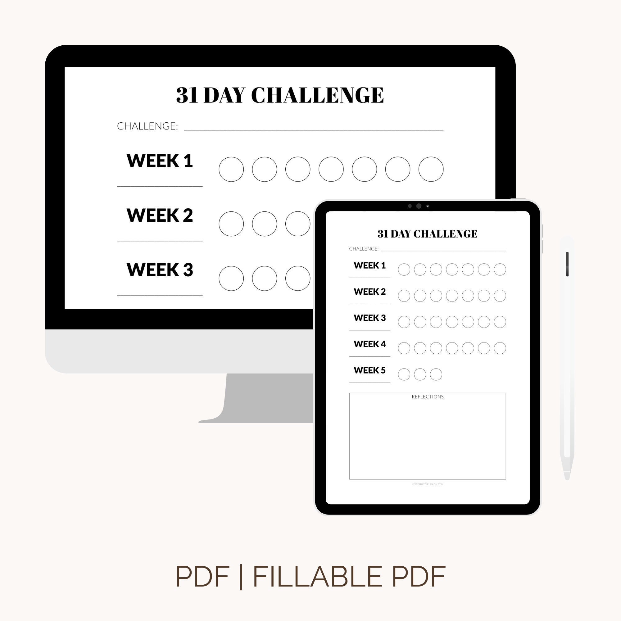 31-day Challenge Tracker 31 Day Progress Tracker 1 Month Challenge ...