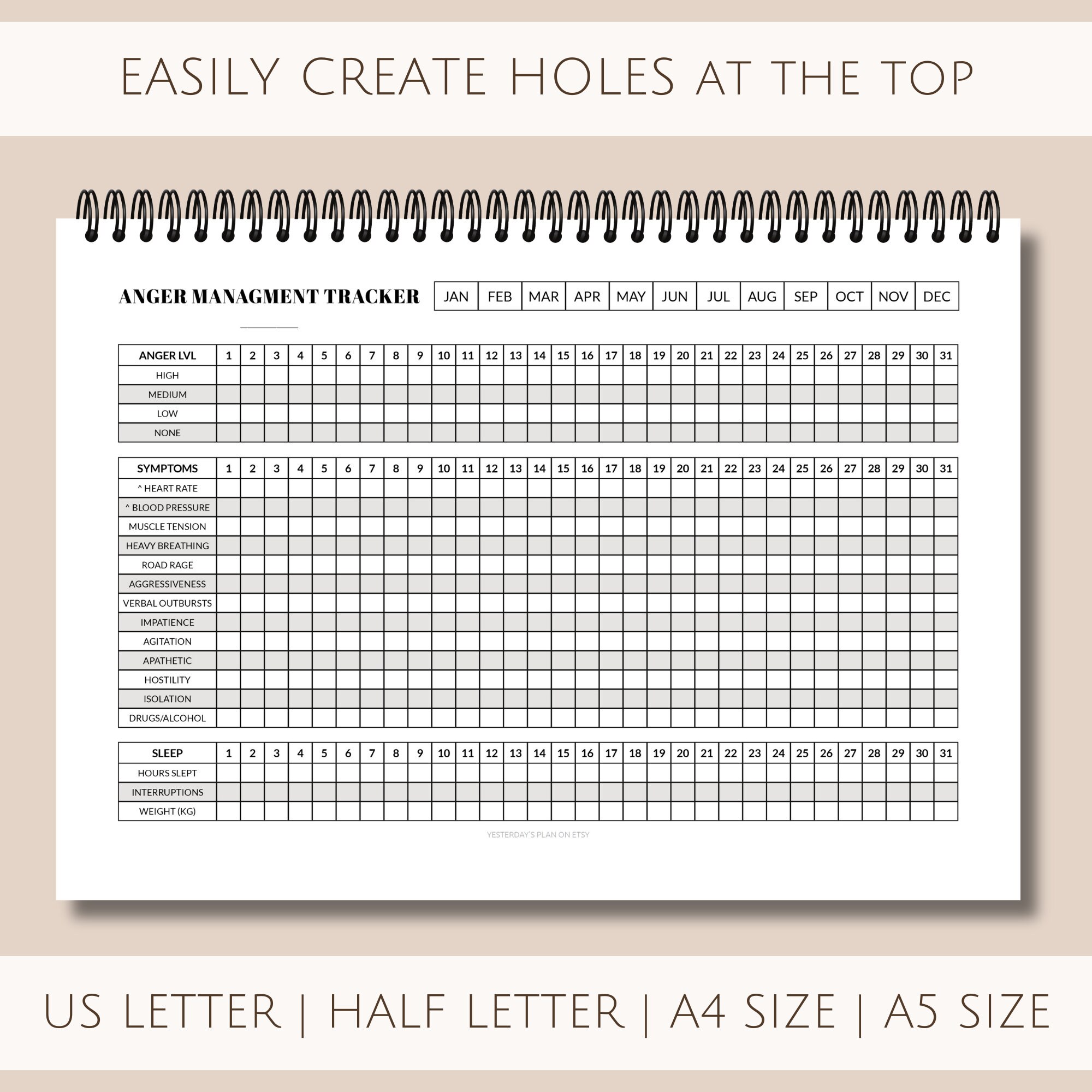 Anger Management Tracker | Printable Anger Management Template ...