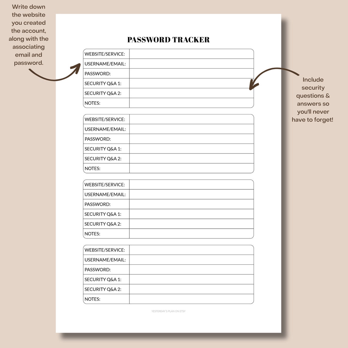 Password Tracker | Password Logbook | Password Organizer | Password ...