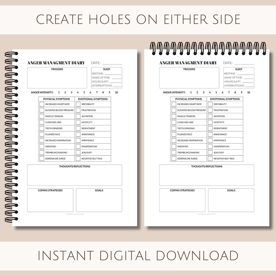 Anger Management Diary Tracker | Printable Anger Management Template ...
