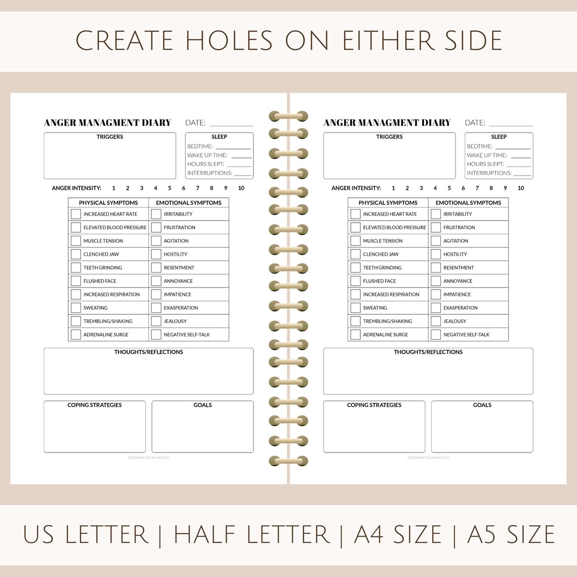 Anger Management Diary Tracker | Printable Anger Management Template ...