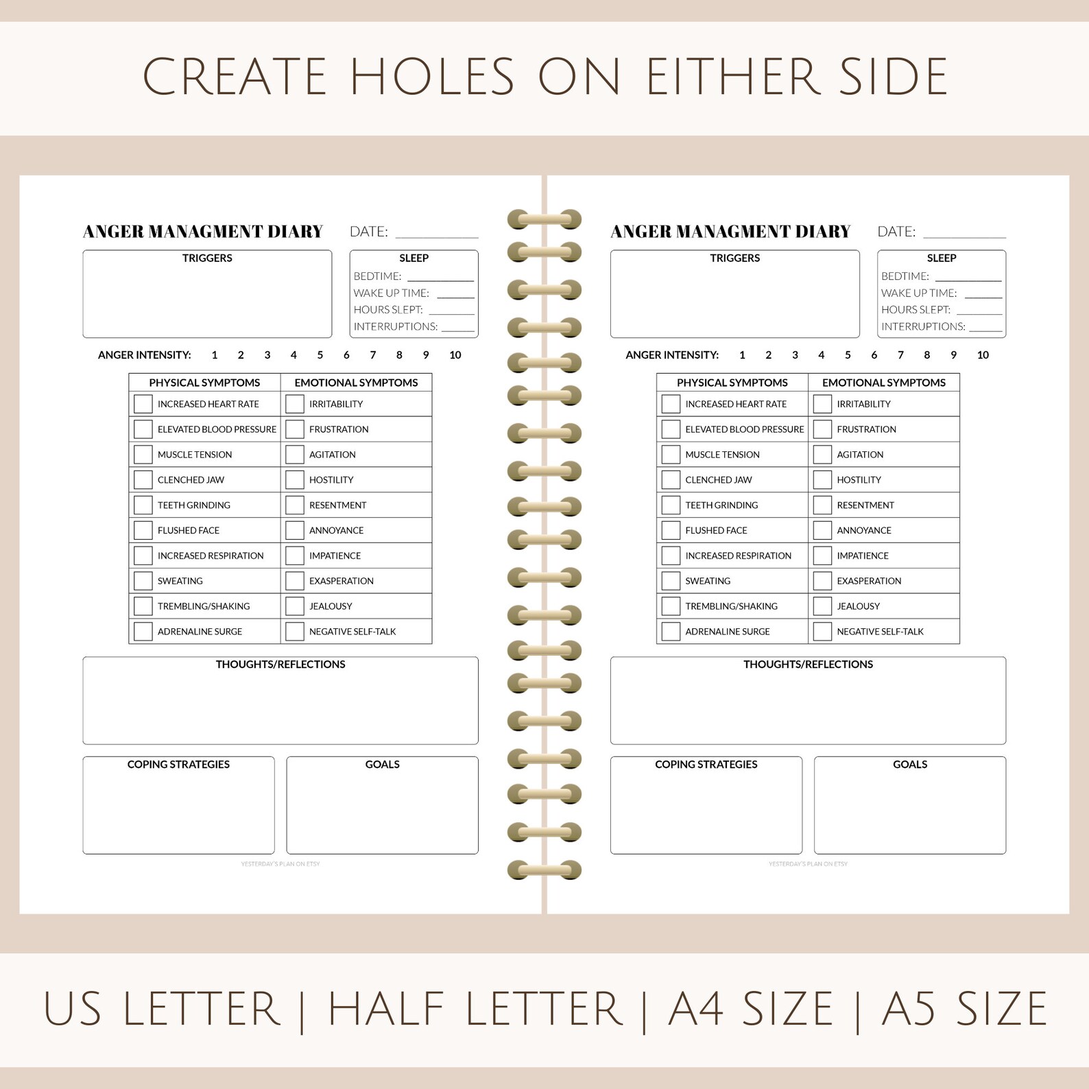 Anger Management Diary Tracker | Printable Anger Management Template ...