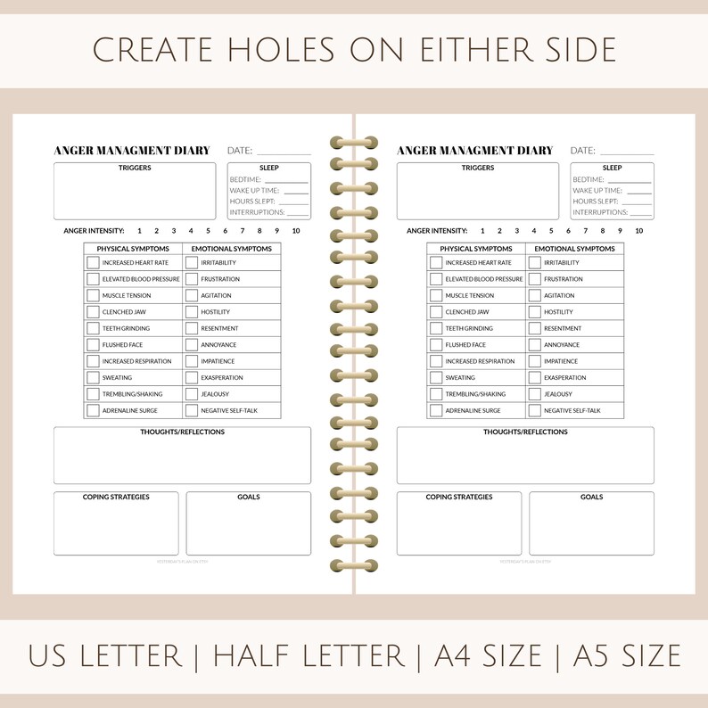 Anger Management Diary Tracker | Printable Anger Management Template ...