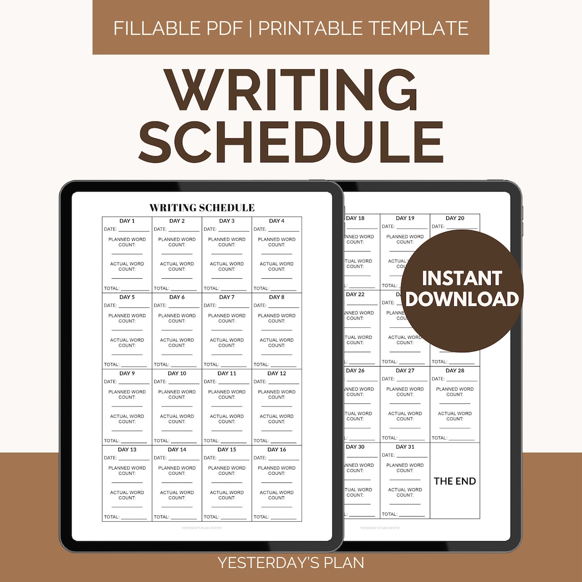 Writing Schedule Template | Writing Routine Planner | Daily Writing ...