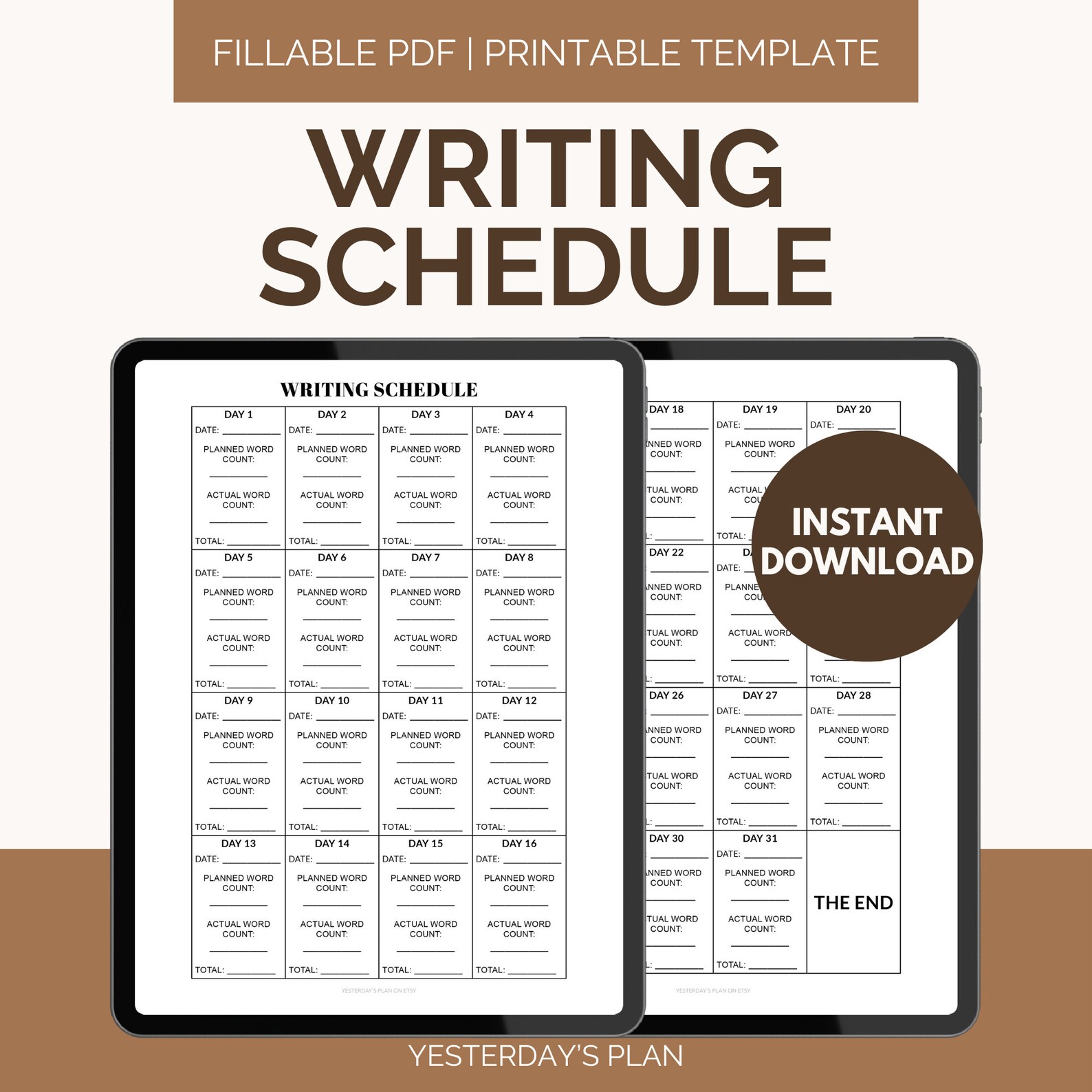 Writing Schedule Template | Writing Routine Planner | Daily Writing ...