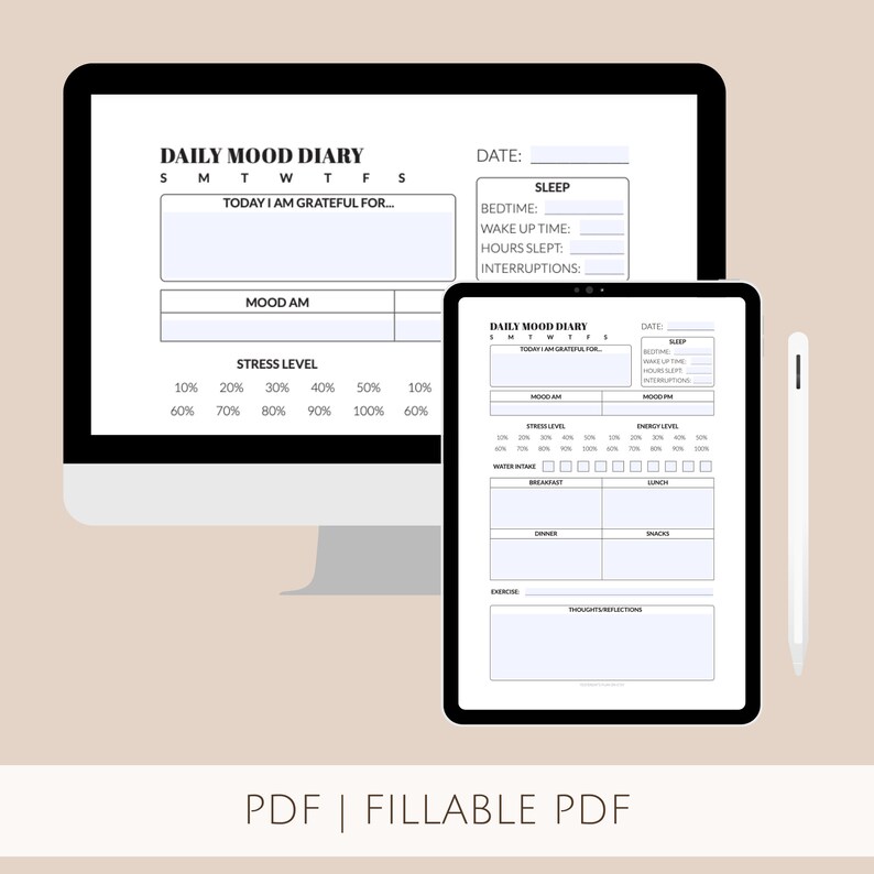 Mood Tracker Diary | Mood Tracker | Printable Mood Template | Daily ...