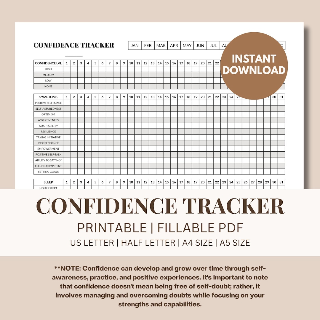 Confidence Tracker Printable Confidence Template Daily - Etsy