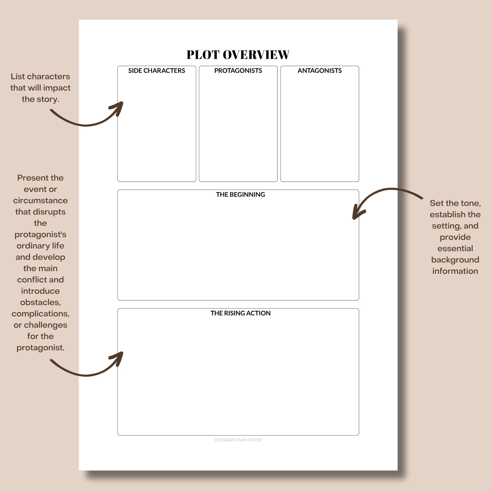 Plot Overview Template | Story Outline | Narrative Framework | Plotting ...