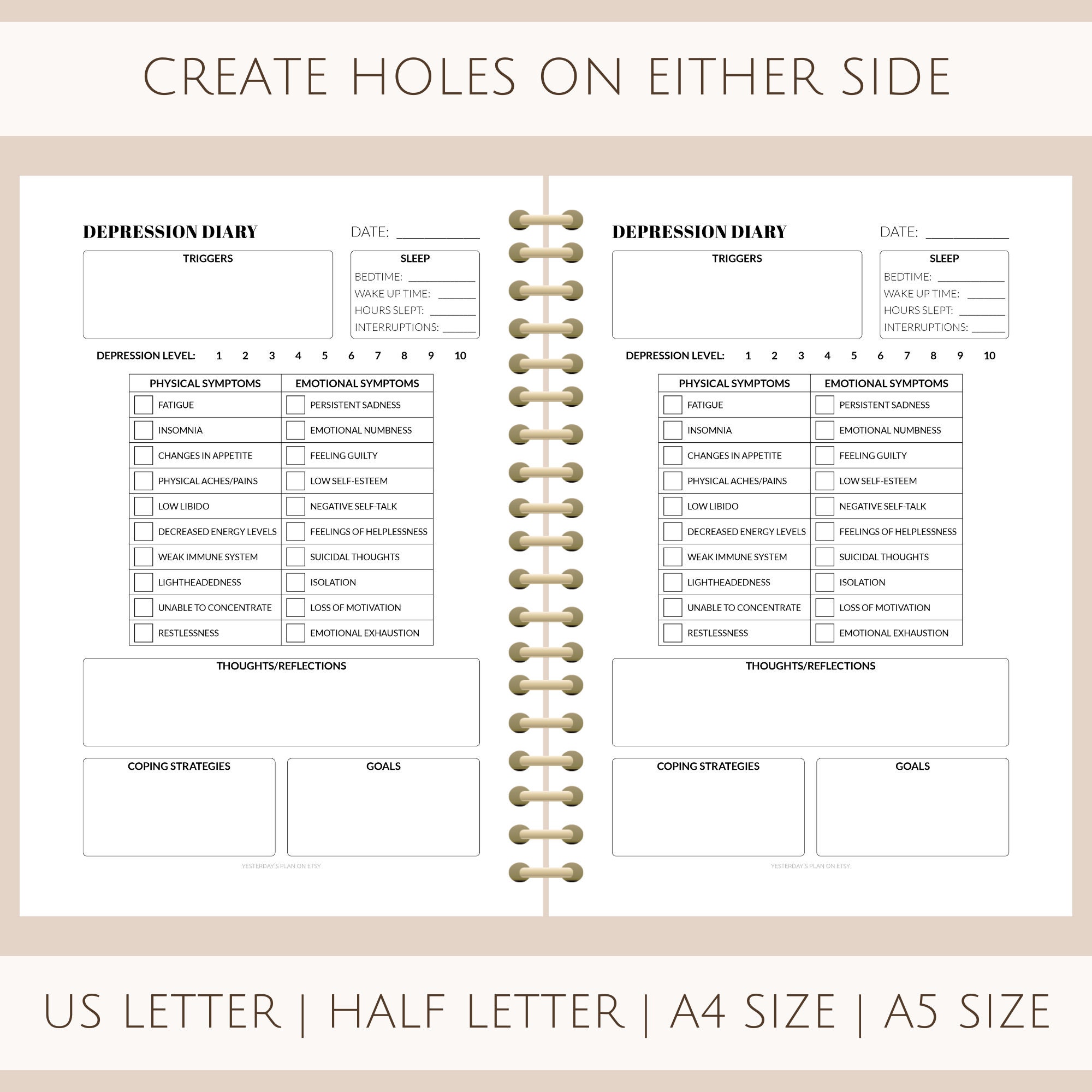 Depression Diary Mood Tracker Printable Depression - Etsy